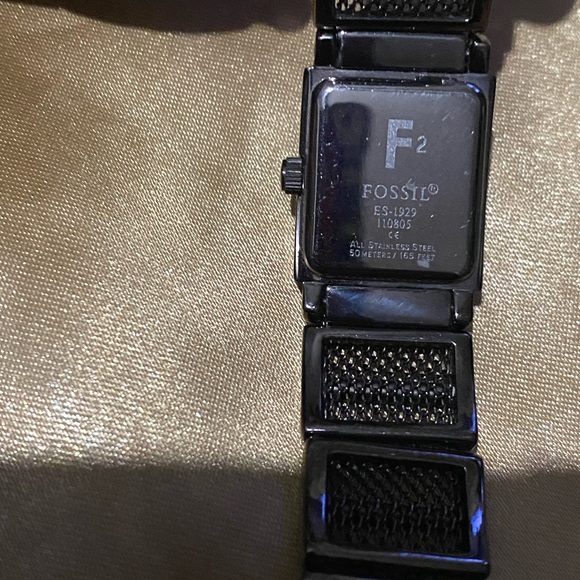 Fossil | Accessories | Fossil Gunmetal Square Face Bracelet Watch ...